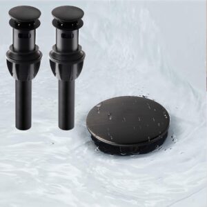 2 Pack Pop up Drain Stopper with Overflow, Push Button Sink Drain for Bathroom Sink Vessel Sink Vanity Sink, Pop up Sink Drain Bathroom Sink Drain, Push Sink Stopper Oil Rubbed Bronze