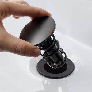 2 Pack Pop up Drain Stopper with Overflow, Push Button Sink Drain for Bathroom Sink Vessel Sink Vanity Sink, Pop up Sink Drain Bathroom Sink Drain, Push Sink Stopper Oil Rubbed Bronze