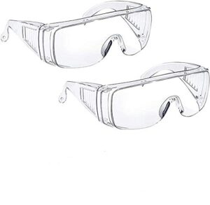 safety glasses (2 pack) anti fog & shattered proof, ansi z87.1 & en 166 uv resistant protective eyewear safety goggles, wide frame eye shield goggles scratch resistant best eye protection shield with