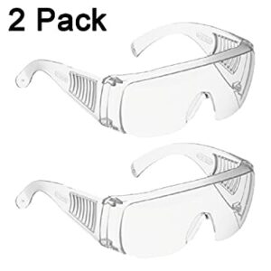 Safety Glasses (2 Pack) Anti Fog & Shattered Proof, ANSI Z87.1 & EN 166 UV Resistant Protective Eyewear Safety Goggles, Wide Frame Eye Shield Goggles Scratch Resistant Best Eye Protection Shield with