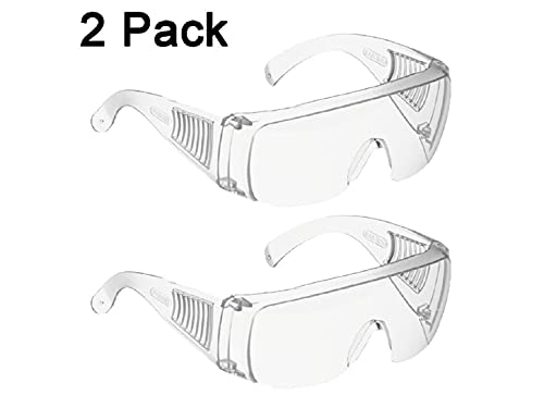 Safety Glasses (2 Pack) Anti Fog & Shattered Proof, ANSI Z87.1 & EN 166 UV Resistant Protective Eyewear Safety Goggles, Wide Frame Eye Shield Goggles Scratch Resistant Best Eye Protection Shield with