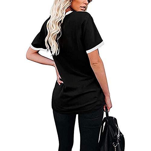 Bravetoshop Women Summer T Shirts Short Sleeve V Neck Sunflower Cute Graphic Printed Tee Tops Casual Loose Blouse (Black,M)