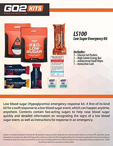 Go2Kits Low-Sugar Emergency Diabetes Kit (1 Pack) Hypoglycemia Response Pack with Fast-Acting Sugars to Help Raise Blood Sugar Quickly (LS100)