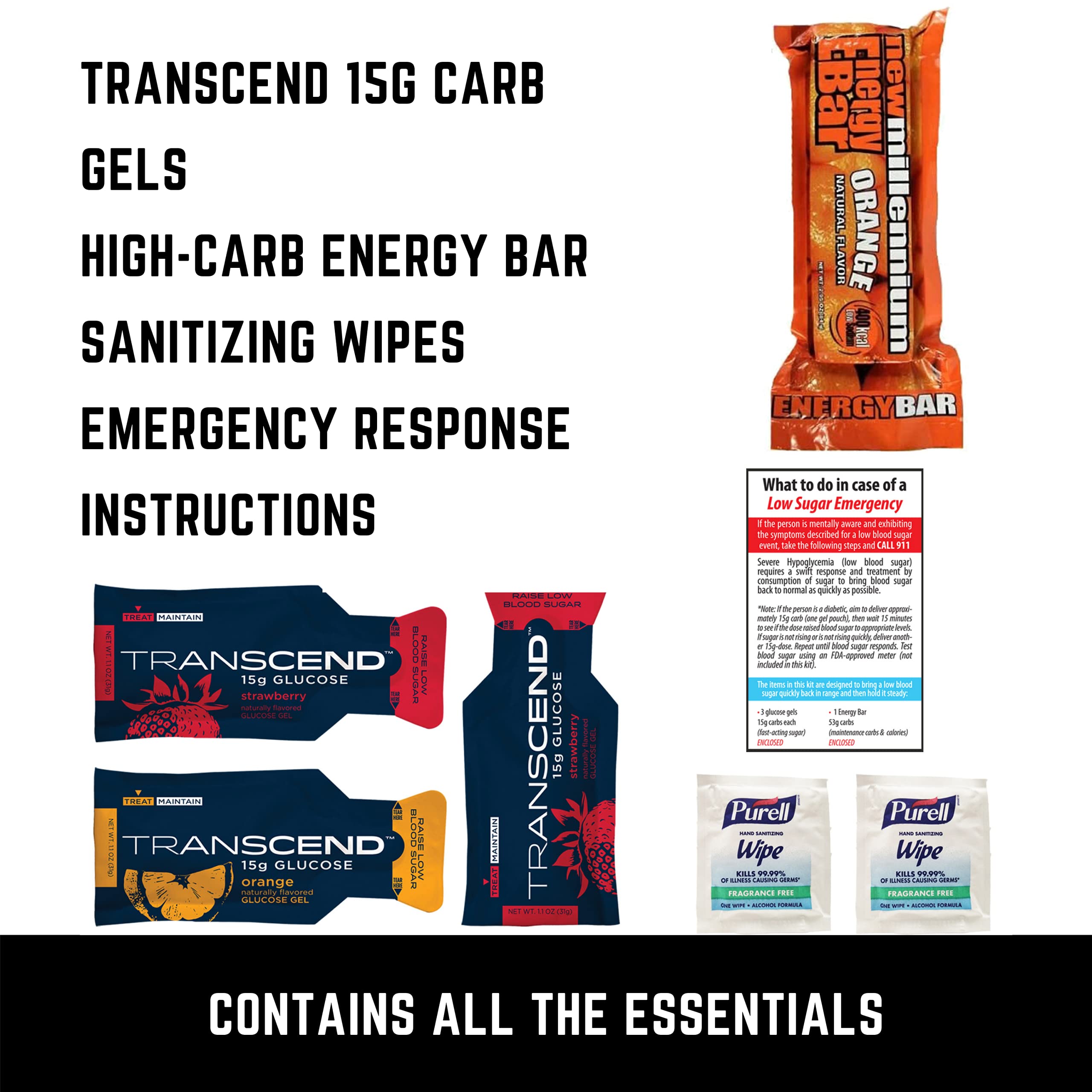 Go2Kits Low-Sugar Emergency Diabetes Kit (1 Pack) Hypoglycemia Response Pack with Fast-Acting Sugars to Help Raise Blood Sugar Quickly (LS100)