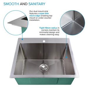 Transolid LSA2-252212-BS 25-in x 22-in Dual-Mount Laundry/Utility Sink Kit in Brushed Stainless