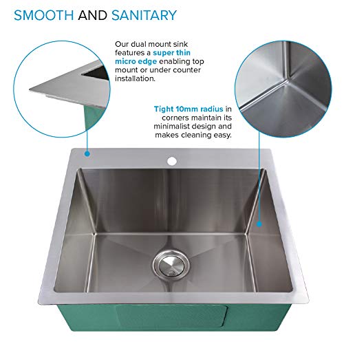 Transolid LSA2-252212-BS 25-in x 22-in Dual-Mount Laundry/Utility Sink Kit in Brushed Stainless