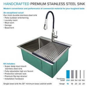 Transolid LSA2-252212-BS 25-in x 22-in Dual-Mount Laundry/Utility Sink Kit in Brushed Stainless