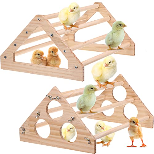 2 Pieces Chicken Perch Hens Handmade Perch Stand Toy Chicken Wood Stand Chicken Toy Wooden Roosting Jungle Chick Gym for Bird Parrot Hens Backyard Baby Chick Supplies