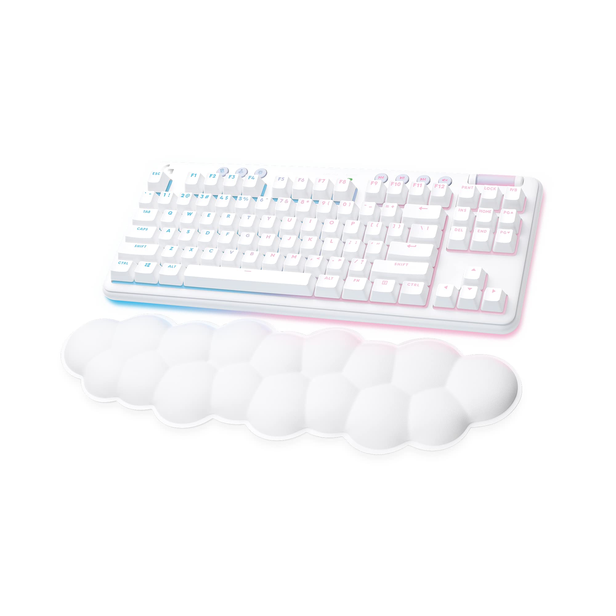 Logitech G715 Wireless Mechanical Gaming Keyboard with LIGHTSYNC RGB, LIGHTSPEED, Tactile Switches (GX Brown), and Keyboard Palm Rest, PC/Mac Compatible - White Mist