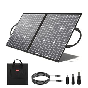 gofort portable solar panel 100w 18v, foldable solar charger kit with usb port, qc 3.0, dc output, compatible with solar generator power station phones laptops tablet for outdoor activities