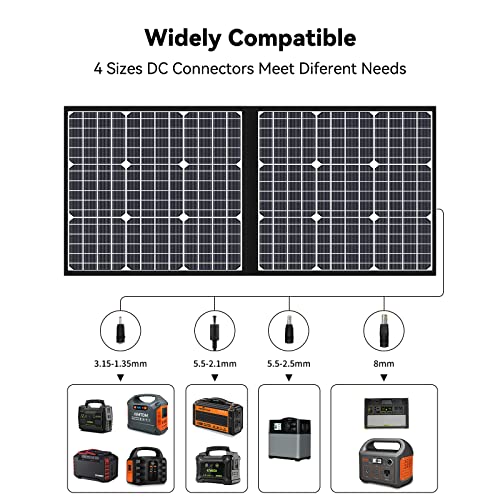 GOFORT Portable Solar Panel 100W 18V, Foldable Solar Charger Kit with USB Port, QC 3.0, DC Output, Compatible with Solar Generator Power Station Phones Laptops Tablet for Outdoor Activities