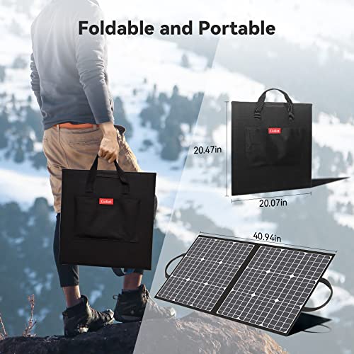 GOFORT Portable Solar Panel 100W 18V, Foldable Solar Charger Kit with USB Port, QC 3.0, DC Output, Compatible with Solar Generator Power Station Phones Laptops Tablet for Outdoor Activities