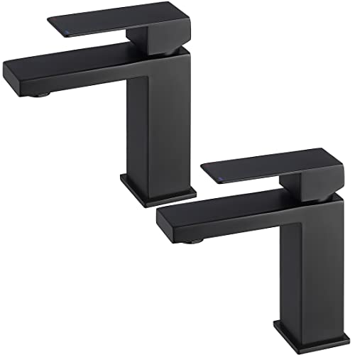 KES Black Bathroom Faucet 2 Pack Single Hole for Vanity Sink Faucet cUPC Certified Stainless Steel Matte Black, L3156ALF-BK-P2