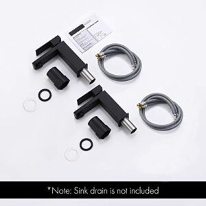 KES Black Bathroom Faucet 2 Pack Single Hole for Vanity Sink Faucet cUPC Certified Stainless Steel Matte Black, L3156ALF-BK-P2