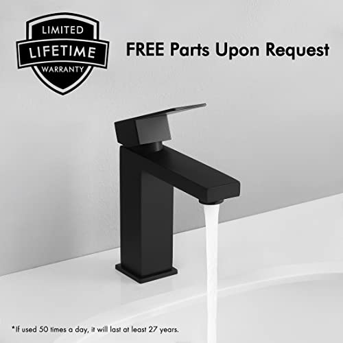 KES Black Bathroom Faucet 2 Pack Single Hole for Vanity Sink Faucet cUPC Certified Stainless Steel Matte Black, L3156ALF-BK-P2