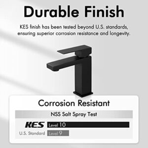 KES Black Bathroom Faucet 2 Pack Single Hole for Vanity Sink Faucet cUPC Certified Stainless Steel Matte Black, L3156ALF-BK-P2