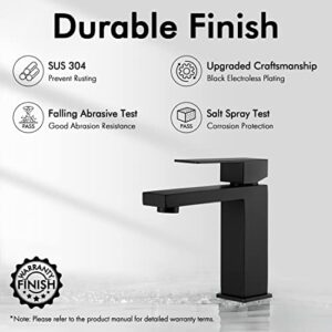 KES Black Bathroom Faucet 2 Pack Single Hole for Vanity Sink Faucet cUPC Certified Stainless Steel Matte Black, L3156ALF-BK-P2