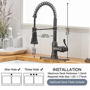 Homevacious Oil Rubbed Bronze Single Handle Pull Down Sprayer Faucet with 3 Function Spring High Arc for Kitchen Sink