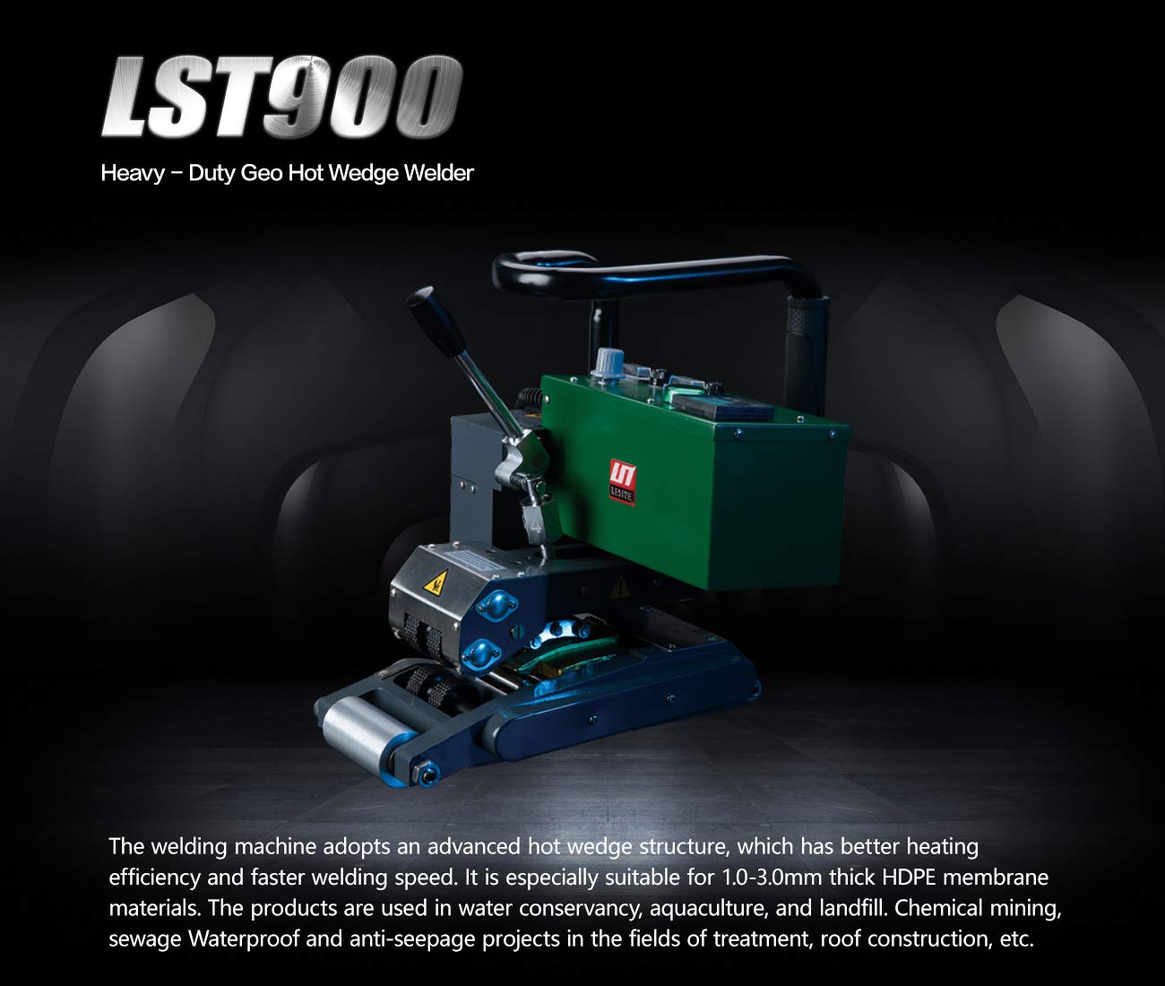 Geomembrane HDPE Welding Machine Hot Wedge Welder 1800W Overlap Welding Tool for 1.0-3.0mm Liner Lesite (120V/1650W)