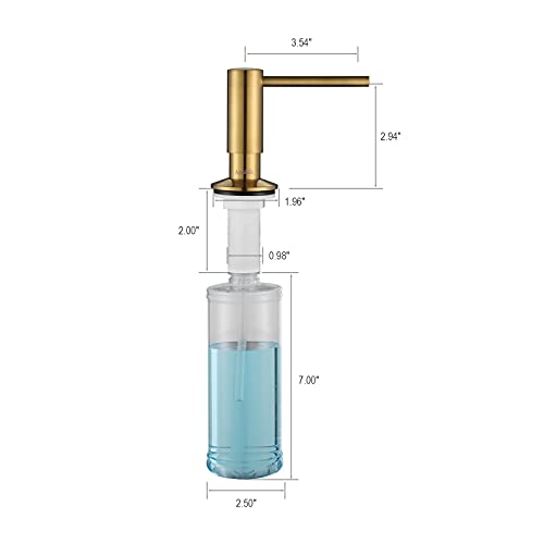 AguaStella ASF026BG Built in Soap Dispenser Brushed Gold for Kitchen Sink with Soap Bottle Countertop Pump