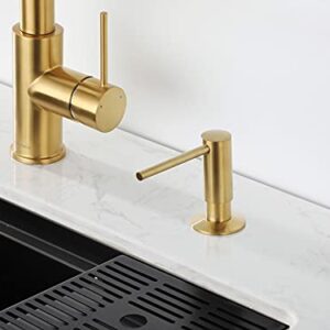 AguaStella ASF026BG Built in Soap Dispenser Brushed Gold for Kitchen Sink with Soap Bottle Countertop Pump