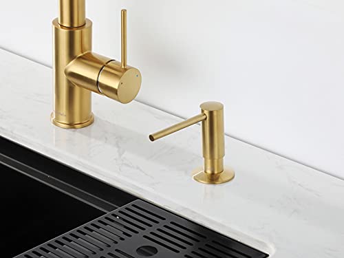 AguaStella ASF026BG Built in Soap Dispenser Brushed Gold for Kitchen Sink with Soap Bottle Countertop Pump