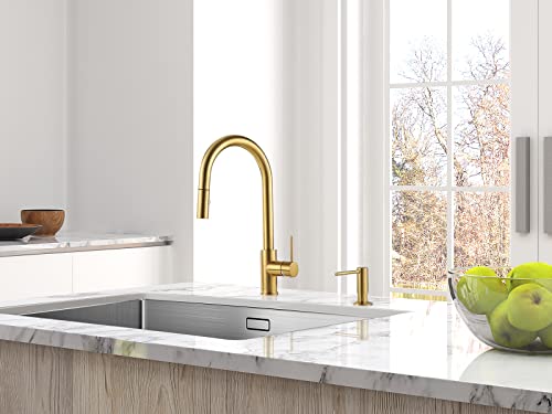 AguaStella ASF026BG Built in Soap Dispenser Brushed Gold for Kitchen Sink with Soap Bottle Countertop Pump