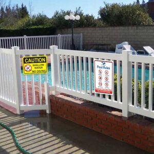 Pool Rules Signs No Diving No Glass Sign, No Food No Pushing No Running No Peeing in Pool Swim at Your Own Risk Signs, 14 x 10 Inches Rust Free Rust Free Aluminum, Easy Mounting (1 Pack )