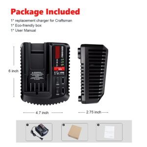 V20 Battery Fast Charger CMCB104, WaxPar CMCB104 Battery Charger Compatible with Craftsman V20 Lithium Battery CMCB204 CMCB202 CMCB201 CMCB209 CMCB205 CMCB100 CMCB101