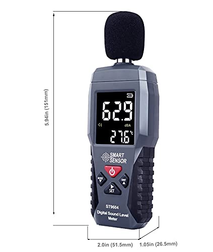 DIMMAIRY Decibel Meter, Digital Sound Level Noise Meter Measurement 30-130dB Backlight MAXMIN, Data Hold Auto Power Off Dual Ranges,Black