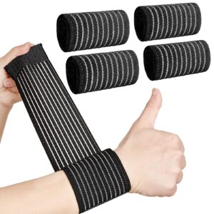 4 pieces carpal tunnel wrist brace, wrist compression strap, hand brace wraps for adult working out, adjustable wrist strap, breathable wristband for weightlifting, tennis, and fitness, black