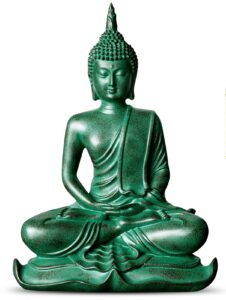 dbassinger buddha statue for home decor,6.18" antique thai shakyamuni sitting statue resin with bronze finish, great decoration for meditation altar