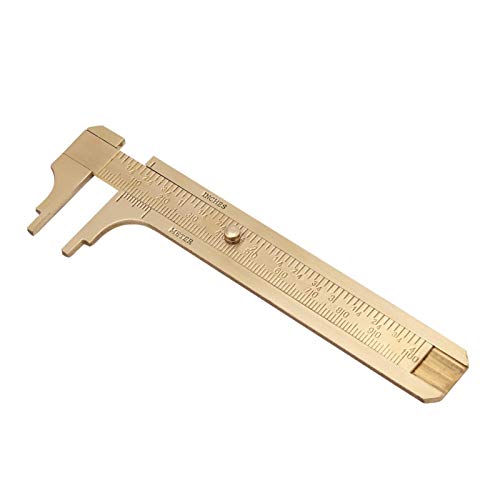 Double Scale Vernier Calipers Brass Sliding Gauge Sliding Pocket Caliper Handy Measuring Tool mm/inch for Measuring Jewelry(100mm)