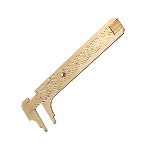 Double Scale Vernier Calipers Brass Sliding Gauge Sliding Pocket Caliper Handy Measuring Tool mm/inch for Measuring Jewelry(100mm)