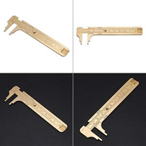 Double Scale Vernier Calipers Brass Sliding Gauge Sliding Pocket Caliper Handy Measuring Tool mm/inch for Measuring Jewelry(100mm)