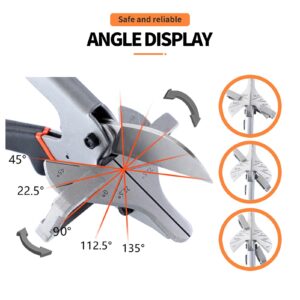 Terizger Miter Shears for Angular,Quarter Round Cutting Tool,Multi Angle Miter Shear Cutter for Wood Chips, 0-135 Degree Adjustable, with 1 Extra blade (Miter Shears)