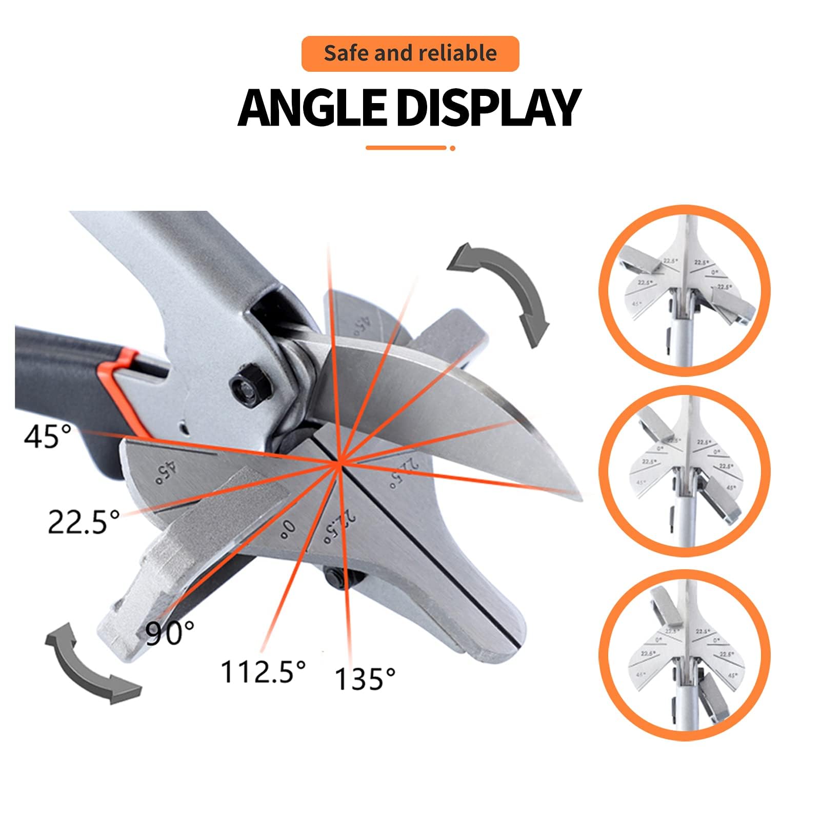 Terizger Miter Shears for Angular,Quarter Round Cutting Tool,Multi Angle Miter Shear Cutter for Wood Chips, 0-135 Degree Adjustable, with 1 Extra blade (Miter Shears)