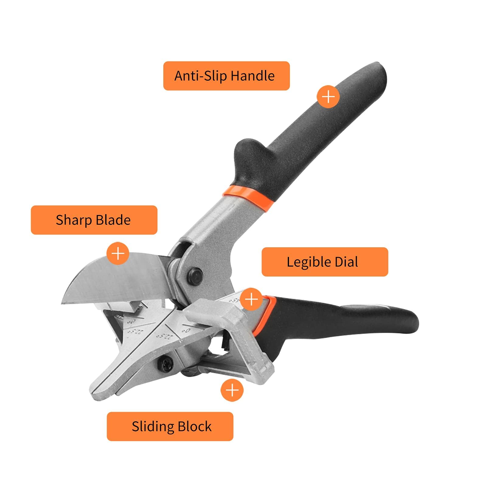 Terizger Miter Shears for Angular,Quarter Round Cutting Tool,Multi Angle Miter Shear Cutter for Wood Chips, 0-135 Degree Adjustable, with 1 Extra blade (Miter Shears)