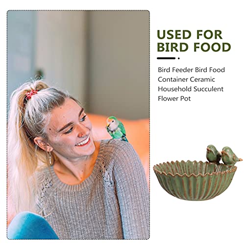 Cabilock Ceramics Succulent Pot Bird Cactus Planter Bird Feeder Serving Tray Container Bonsai Planters Flower Pot for Home Office Table Desk