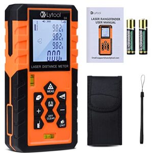 laser measure, laser measurement tool (165ft/50m,m/in/ft), laser measuring tape, portable laser meter, backlit lcd with mute function distance measure, pythagorean mode, measure distance, area &volume