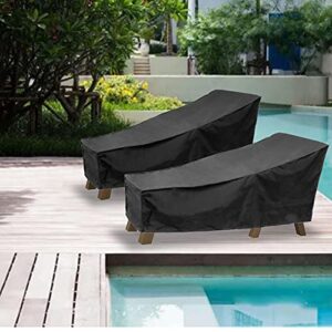 AGOOBO 2 Pack Patio Chaise Lounge Cover, Waterproof and UV Protection Durable Outdoor Back Patio Lounge Chair Cover, FurnitureStack-Able Chairs Cover with Storage Bag, Black