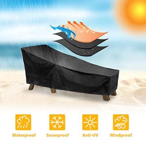 AGOOBO 2 Pack Patio Chaise Lounge Cover, Waterproof and UV Protection Durable Outdoor Back Patio Lounge Chair Cover, FurnitureStack-Able Chairs Cover with Storage Bag, Black