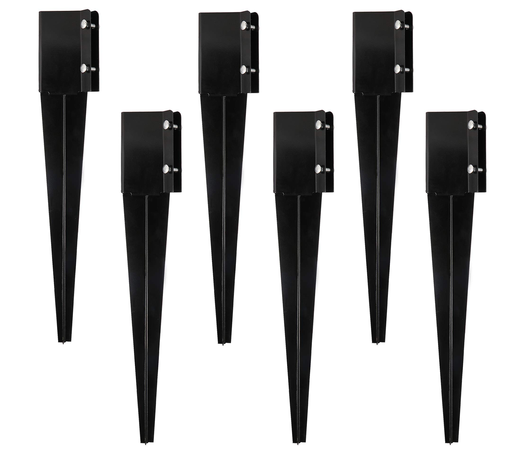 Sekcen 6 Pcs Fence Post Anchor Ground Spike 4x4 Metal Post Stake 24 Inch for Mailbox Deck Railing