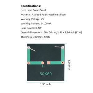 dream_light Mini Solar Panel, 10Pcs 2V 100mA 0.2W Polysilicon Small Solar Cell Module for DIY Solar Light Toys Charger 50x50mm