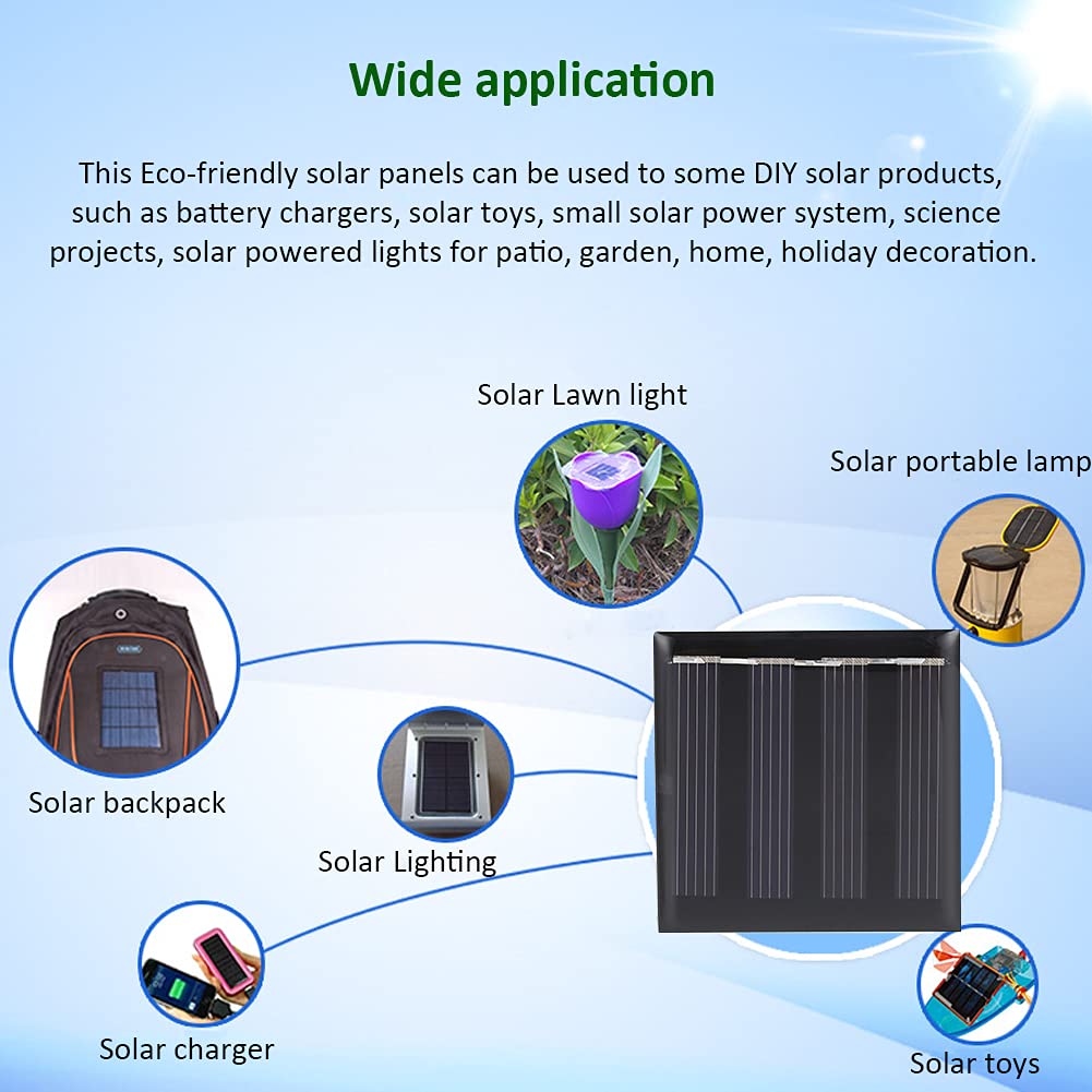 dream_light Mini Solar Panel, 10Pcs 2V 100mA 0.2W Polysilicon Small Solar Cell Module for DIY Solar Light Toys Charger 50x50mm