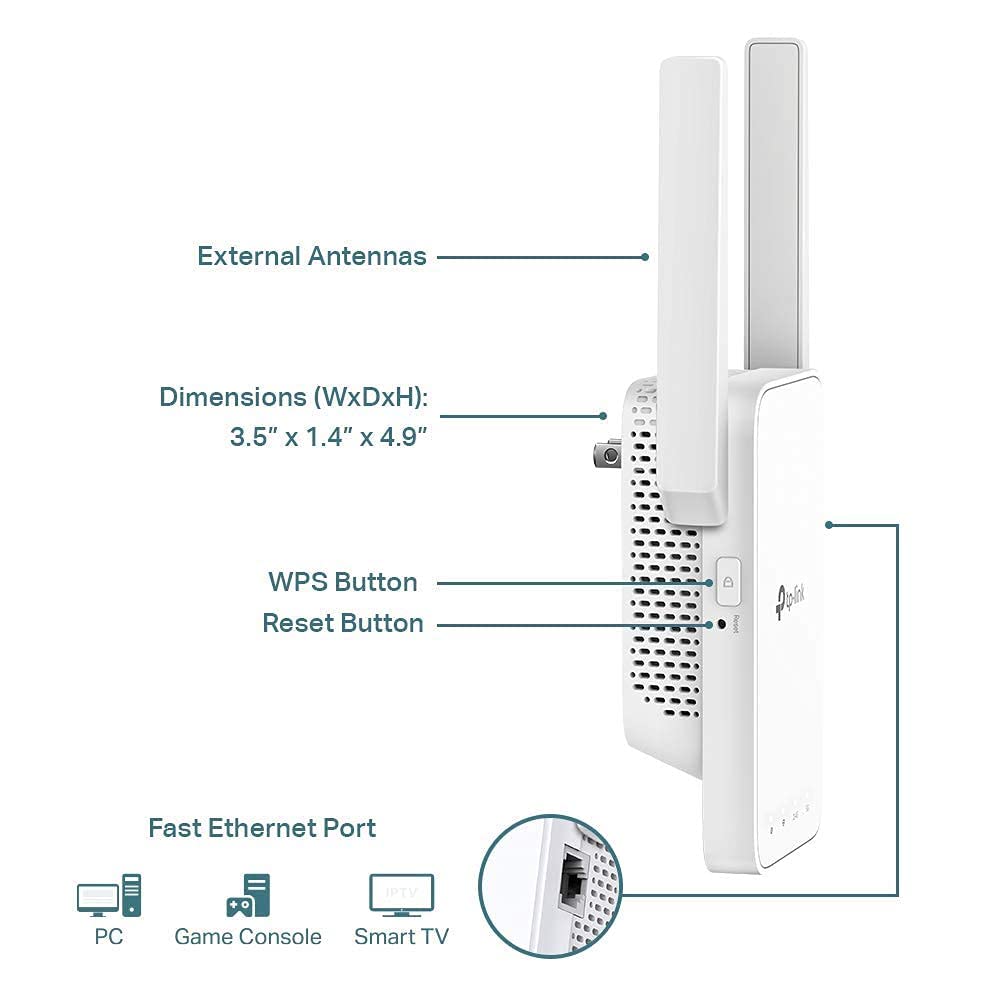 TP-Link RE315 AC1200 Dual-Band Wireless Mesh Wi-Fi Range Extender - Certified Refurbished