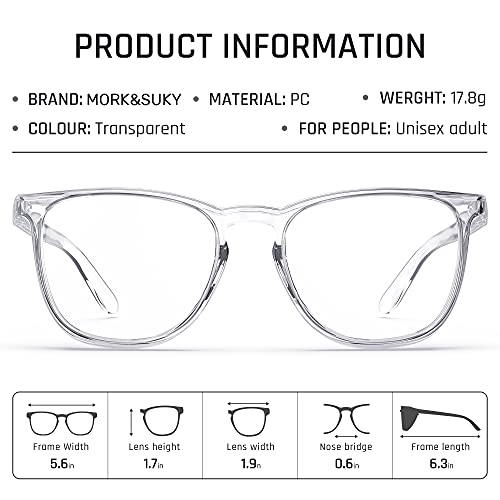 MORK&SUKY Safety Glasses, Stylish Goggles With No Fog Lense,Perfect Alternatives To Regular Protective Eyewear For Health Care Workers. (Transparent)