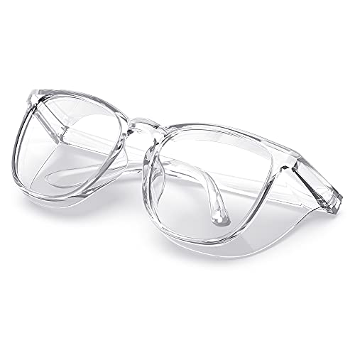 MORK&SUKY Safety Glasses, Stylish Goggles With No Fog Lense,Perfect Alternatives To Regular Protective Eyewear For Health Care Workers. (Transparent)