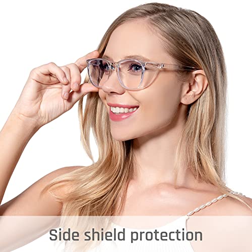 MORK&SUKY Safety Glasses, Stylish Goggles With No Fog Lense,Perfect Alternatives To Regular Protective Eyewear For Health Care Workers. (Transparent)