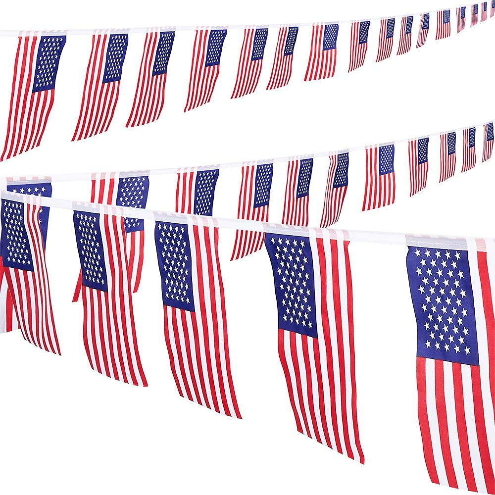 60PCS American flag, Independence Day Banner American Flag, 65Ft American flag Banner, Outside, very suitable for Patriotic Events, Sports, Bars Decorations